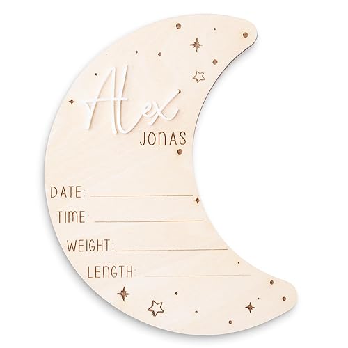 Moon And Stars Personalized Baby Newborn Sign | Baby Arriving Sign ...