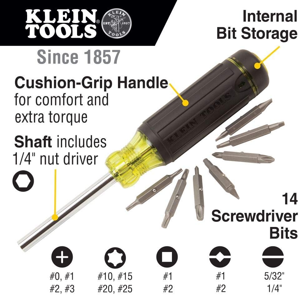 Multi-Bit Screwdriver with Storage 15 Piece Klein Tools 32290 – BigaMart