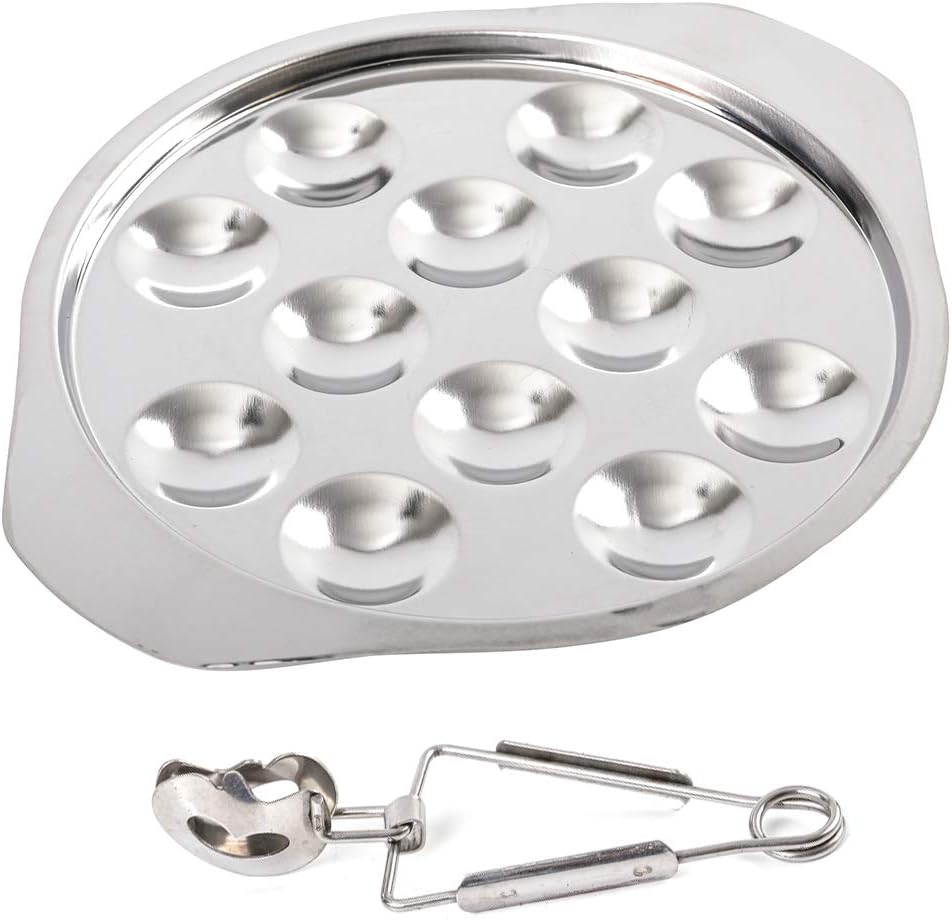 Stainless Steel Snail Escargot Plate Thickend Dishes 12 Compartment ...