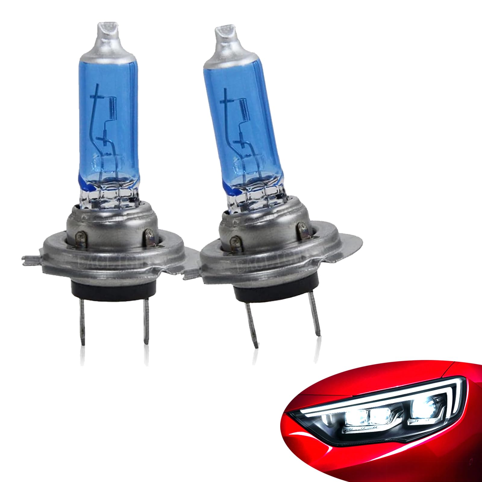 Slykew 2 PCS Car Halogen Lights, H7 Super Bright Light Bulbs, Front Fog Lights, High/Low Beam ...