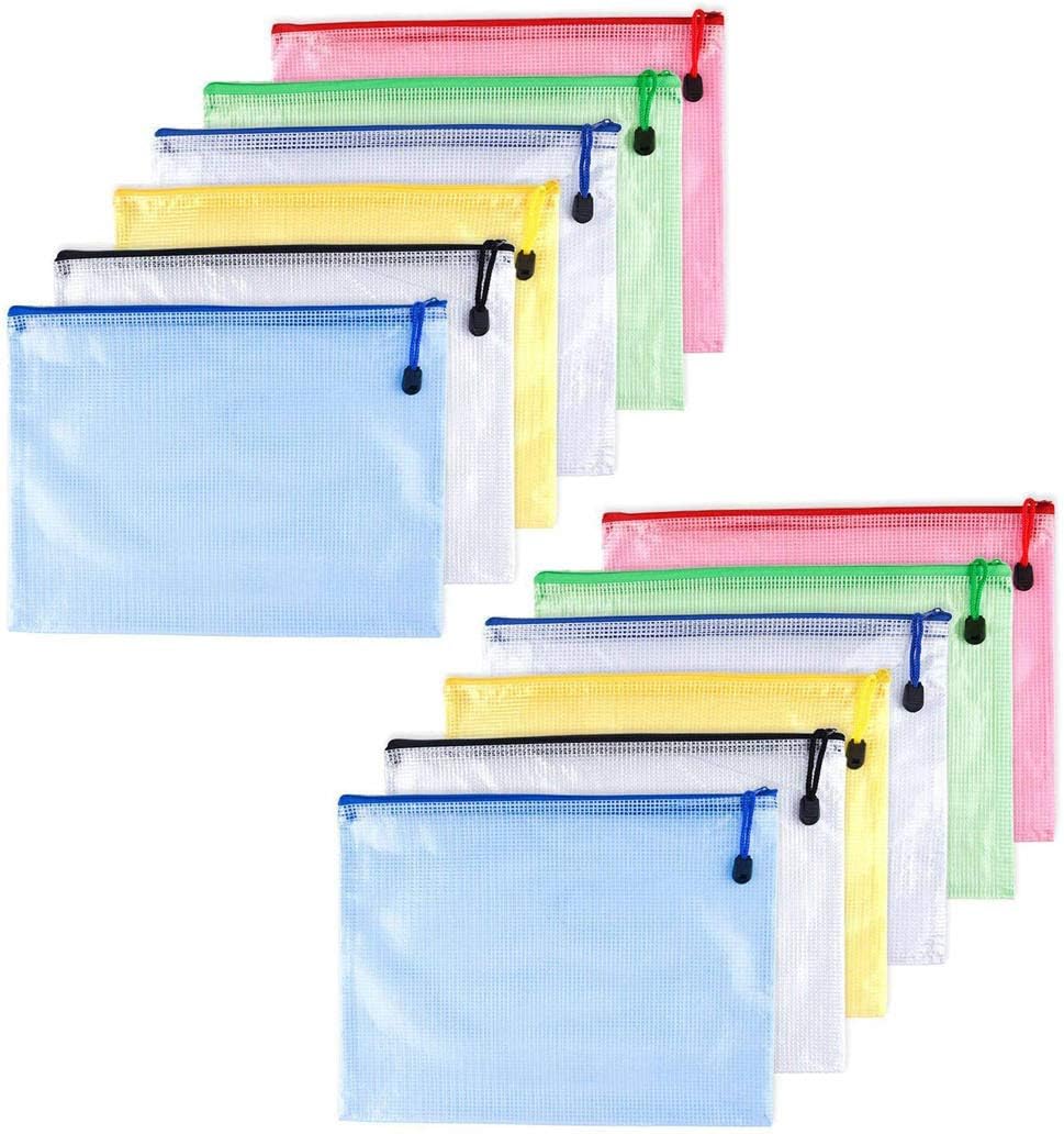 12pcs Chemise Paquet Portefeuille Pochette en PVC Zip Document Dossier ...