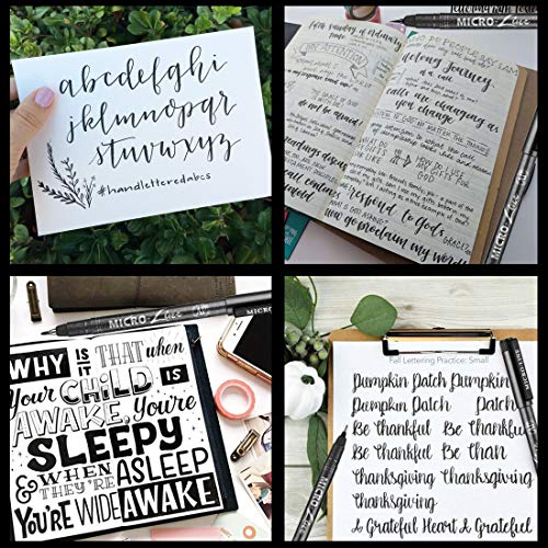 Hand Lettering Markers Set, 9 Size Permanent Black Calligraphy Pen for ...