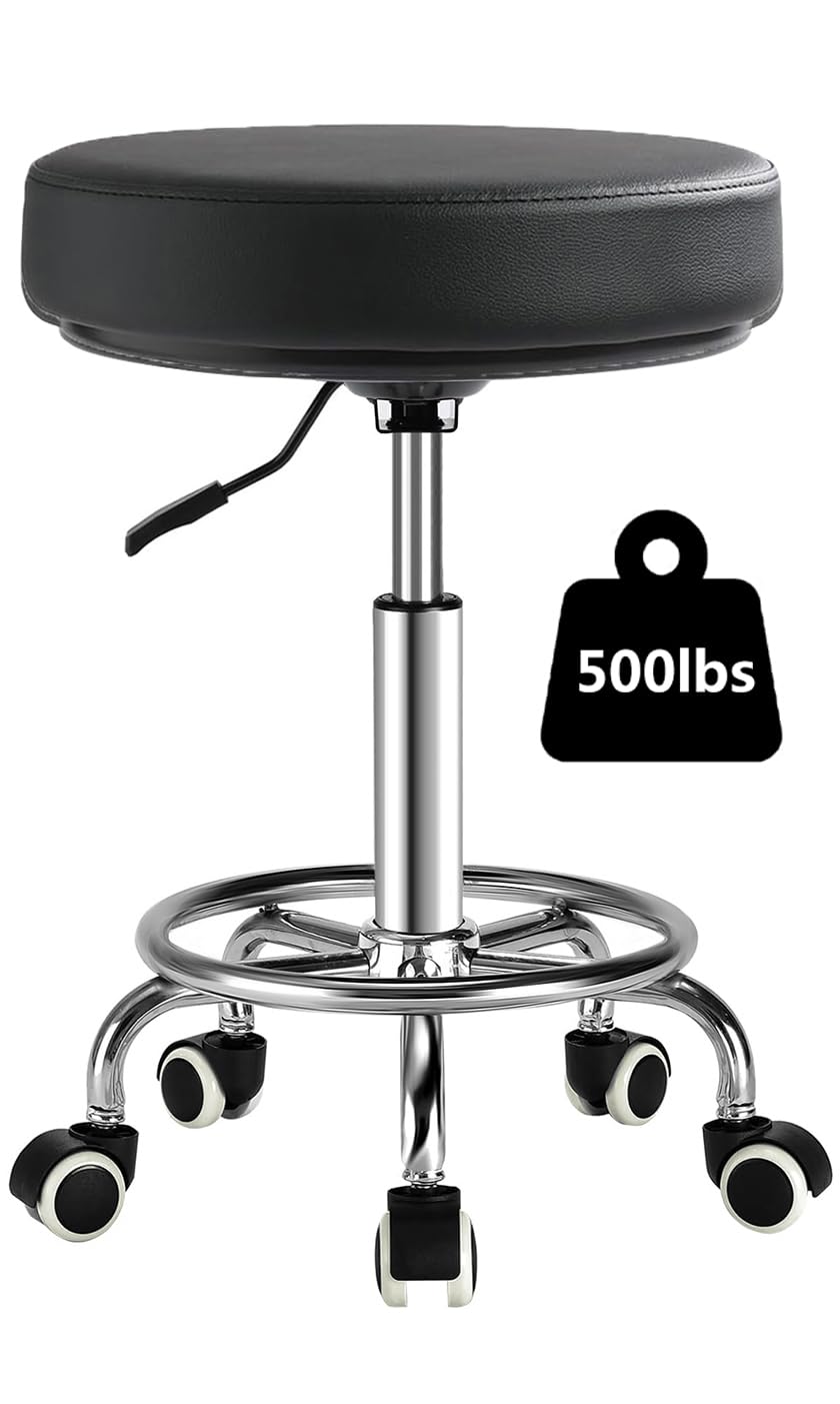 Viviange Rolling Stool with Wheels,360° Swivel Tattoo Chair,Adjustable Heavy Duty Office Stool ...