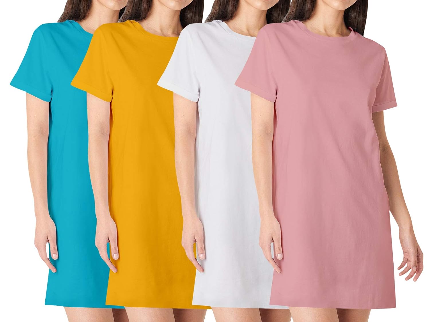 Buy Premium Womens Plain Knee Length Cotton Round Neck Half Sleeves ...