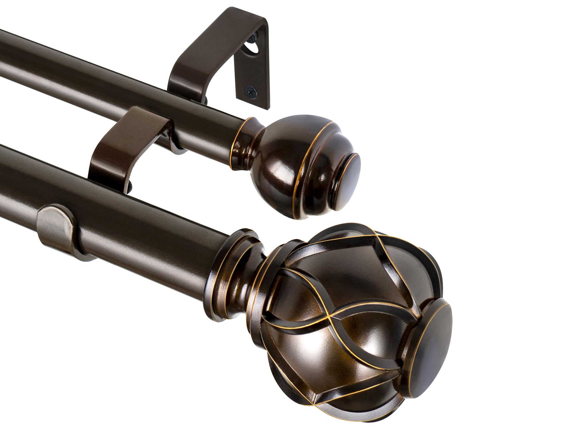 KAMANINA 1 Inch Double Curtain Rods 140 to 195 Inches (12-16 Feet ...