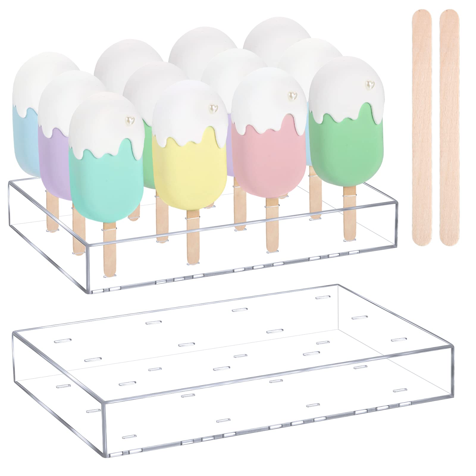 Gejoy 2 Pcs Cakesicle Stand Display Acrylic Cake Pop Stand Reusable ...