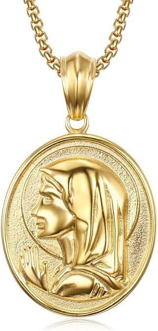 BOBIJOO Jewelry - Grand Pendentif Médaillon Homme Sainte Vierge Marie ...