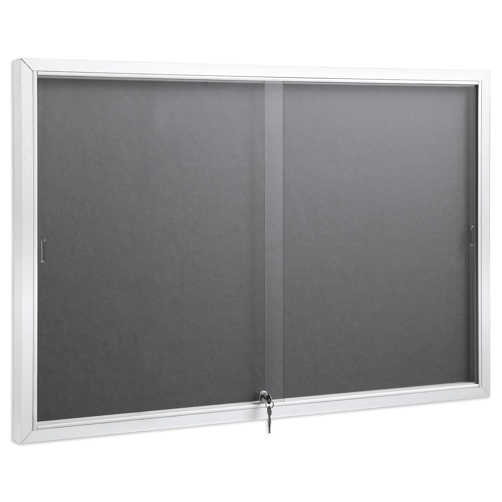 SWANCROWN Enclosed Locking Bulletin Board Gray Fabric Message Board ...