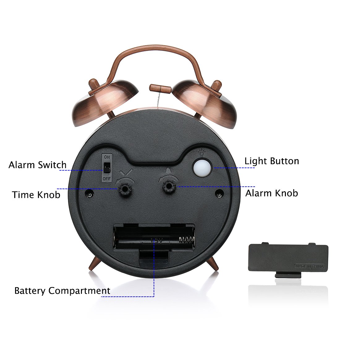 Mua Loud Analog Alarm Clock for Heavy Sleepers, Vintage 4-Inch Twin ...