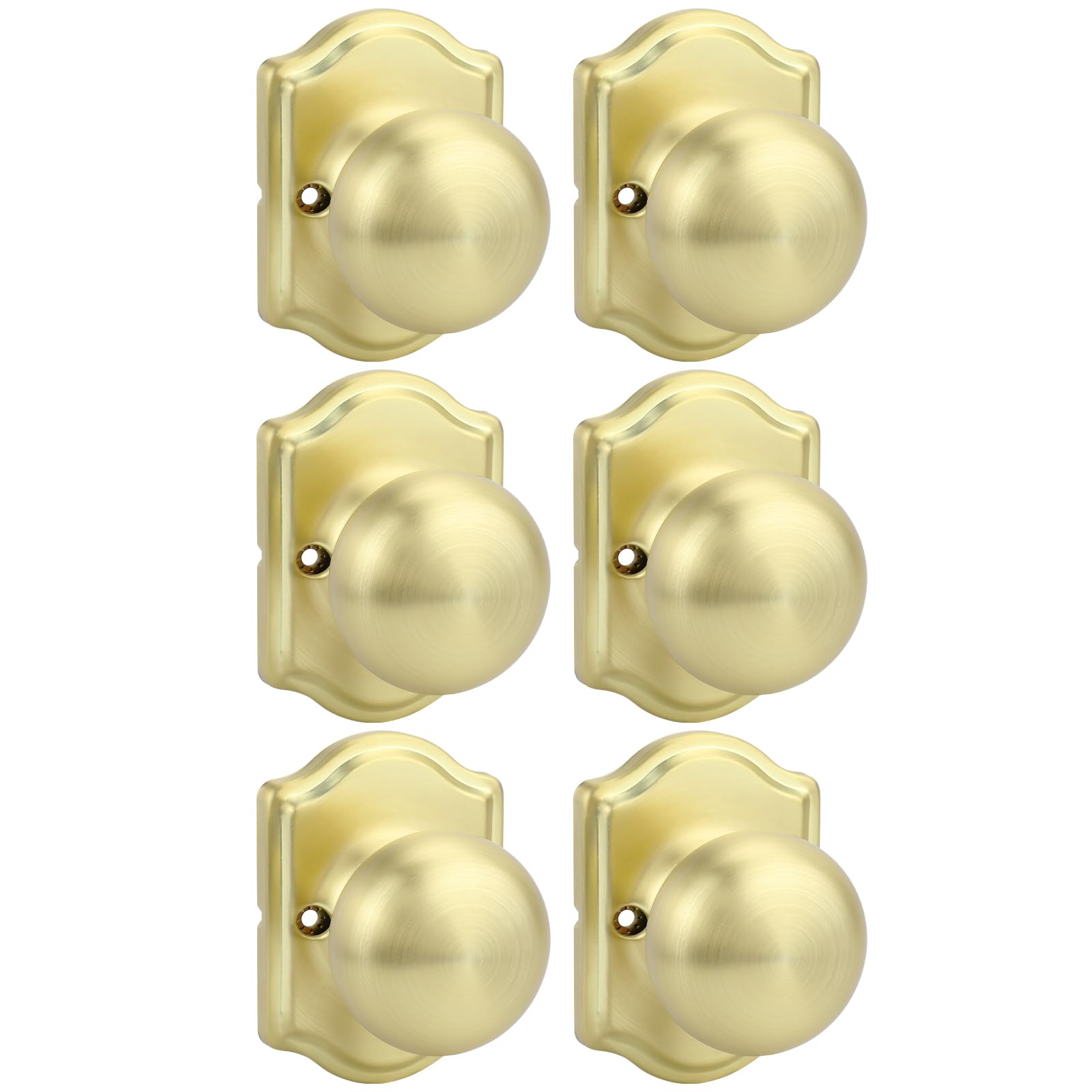 goldenwarm 6 Pieces Brushed Gold Dummy Door Knobs, Single Side Door ...