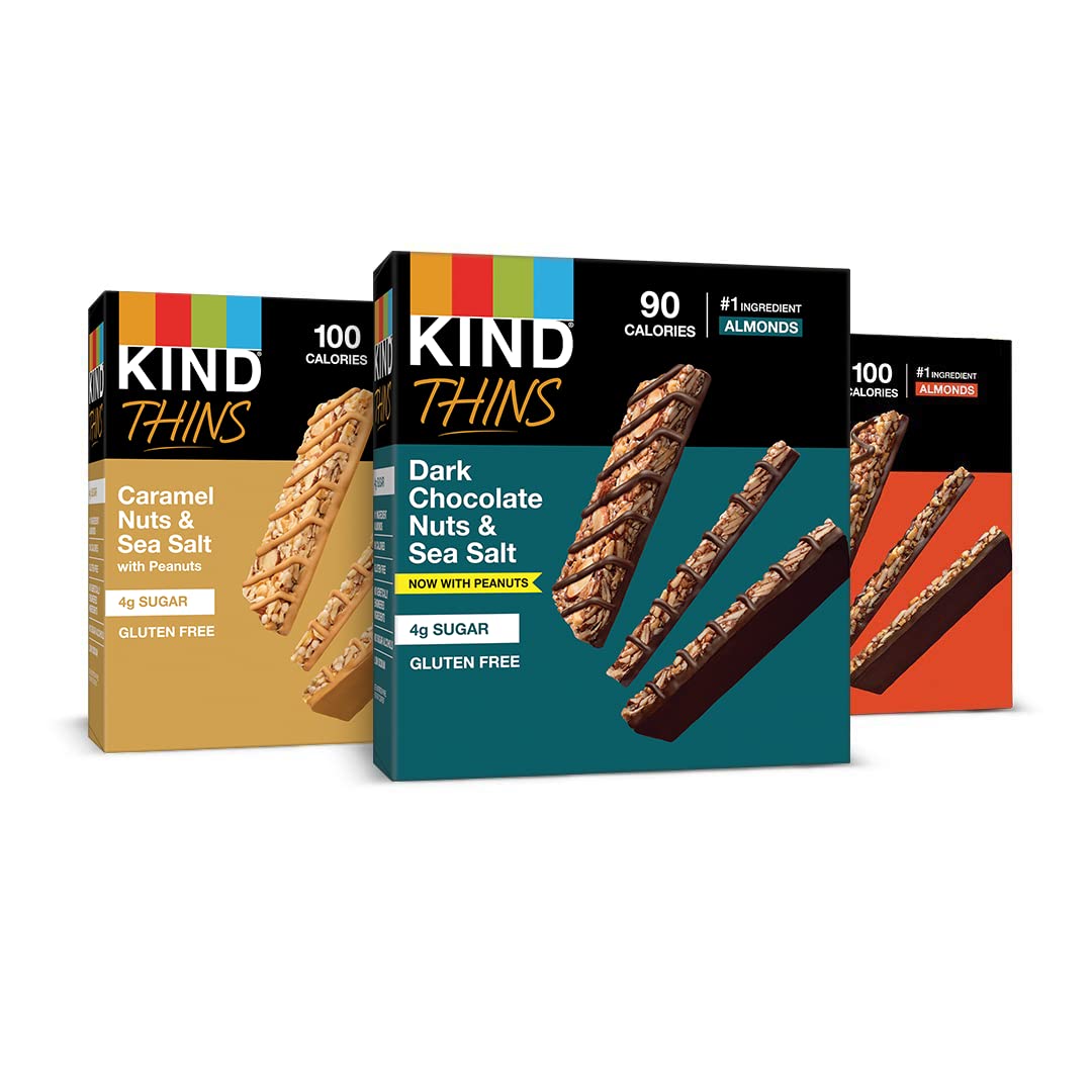 KIND Thins Snack Bar, Variety Pack, Dark Chocolate Nuts & Sea Salt ...