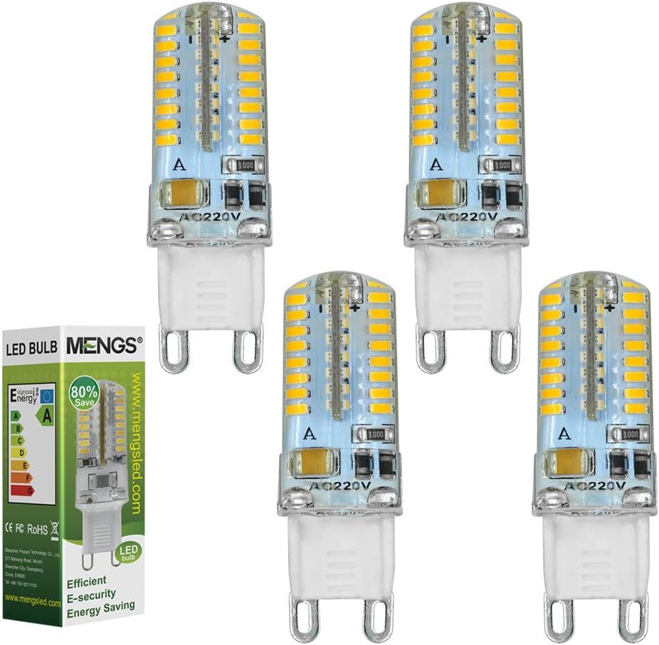 MENGS® 4 Stück G9 3W LED Licht Birne 64x 3014 SMD LEDs LED Lampe Leuchtmittel mit Silikon ...
