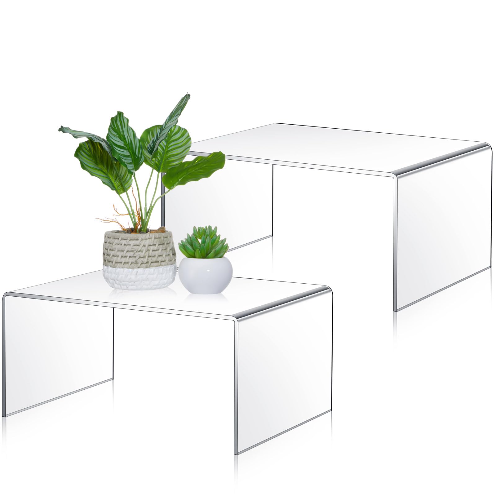RattanView 2 Pcs 12 Inch Large Acrylic Risers Display Stands 5 mm Thick ...
