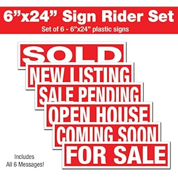 Amazon.com : 2 - 6x24 SALE PENDING Real Estate Rider Sign Red : Office ...