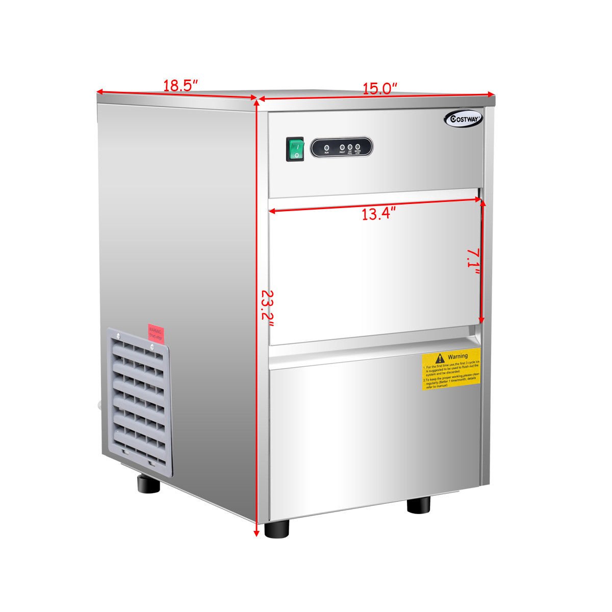 Costway Built-In Stainless Steel Commercial Ice Maker Portable Ice ...