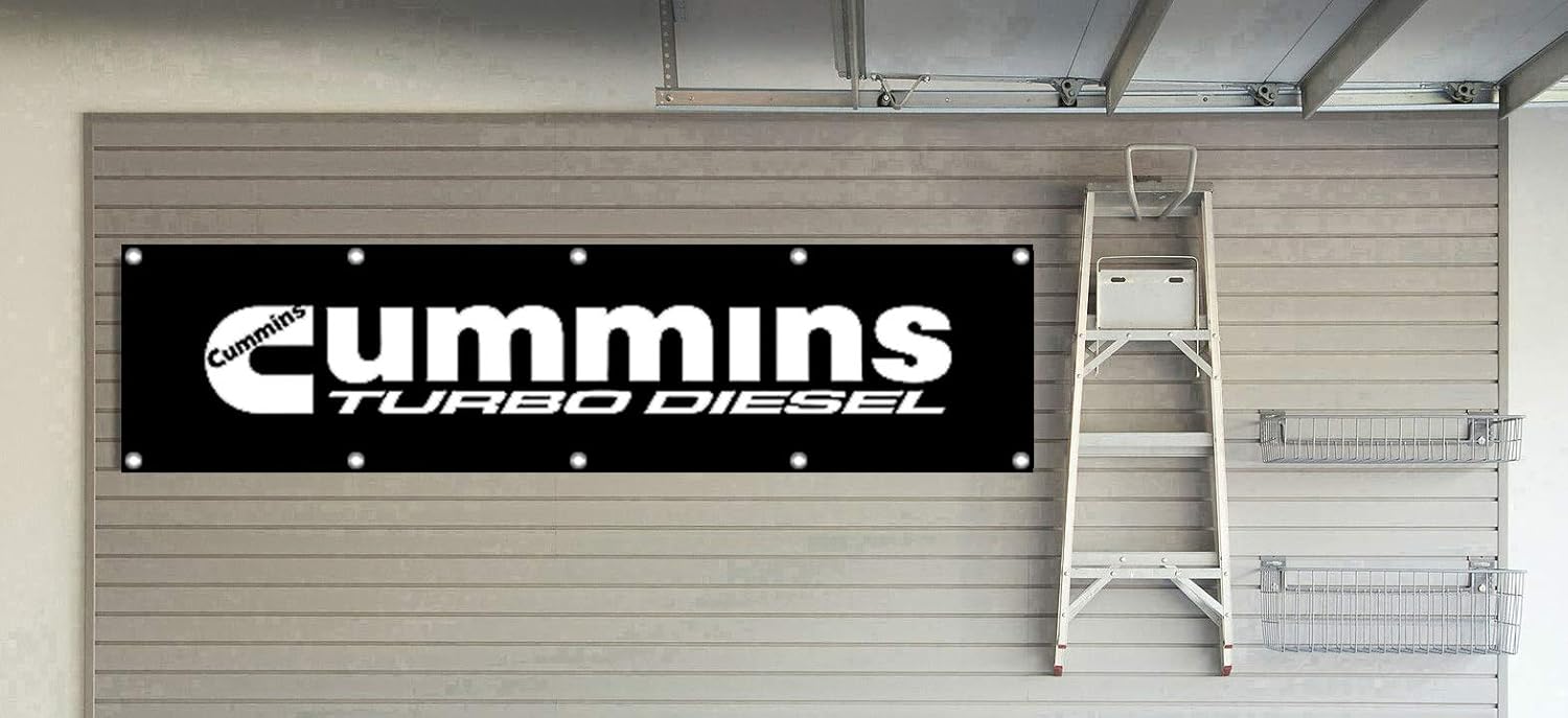 Amazon.com : Daoops Cummins Turbo Diesel Flag 2x8ft Black Banner ...