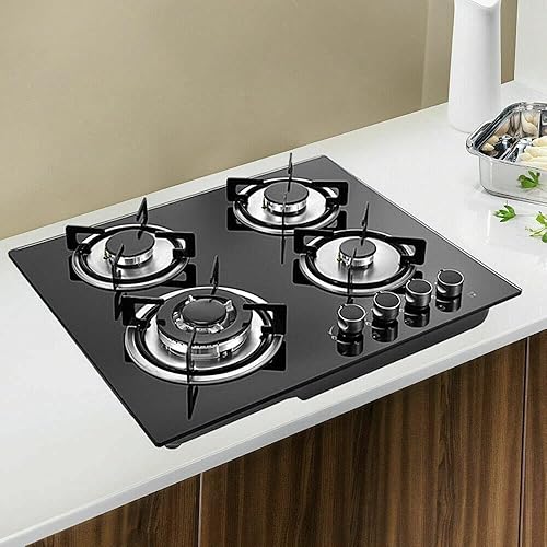 23" Gas Cooktop Stove 4 Burners, Built-in Tempered Glass Surface Cooker ...