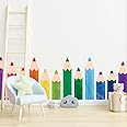 Amazon.com: Whaline 8 Sheets Colorful Pencils Wall Decals Waterproof ...