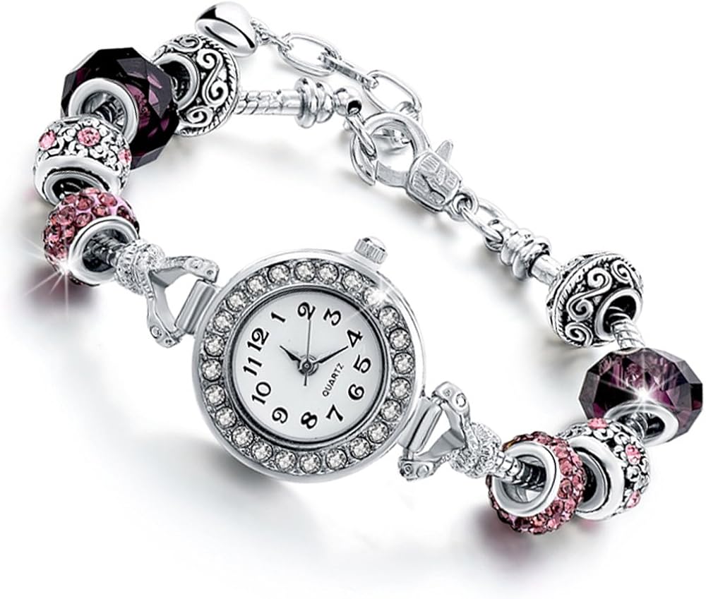 Beloved Reloj pulsera de mujer con cristales, cuentas y metal efecto ...