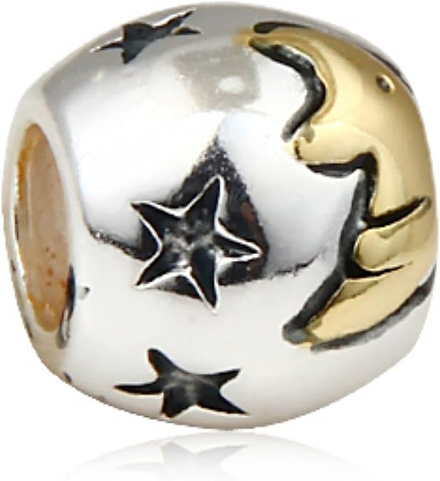 Amazon.com: 925 Sterling Silver Moon and Stars Charm Beads Fit Pandora ...