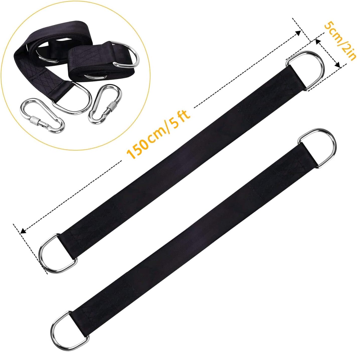 Fesoar Tree Swing Straps, Portable 5Ft Tree Swing Straps Hanging Kit ...