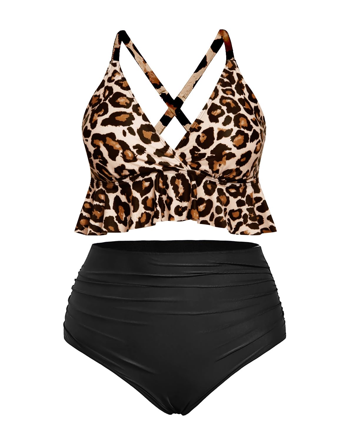 Yonique Women Plus Size Two Piece Swimsuits High Waisted Bikini Set ...