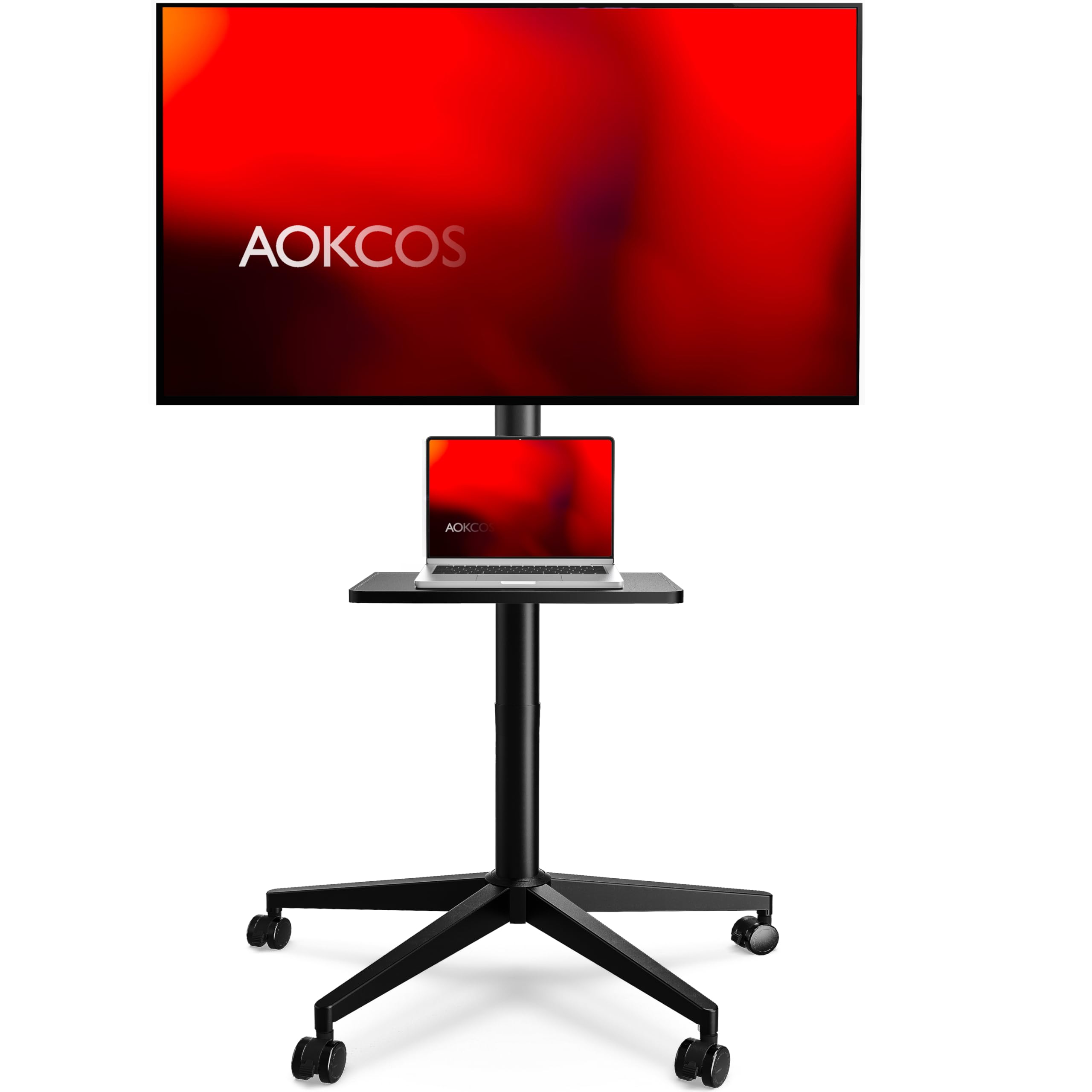 AOKCOS Rolling TV Stand - Tall Mobile TV Stand for 32-65 Inch LCD LED ...