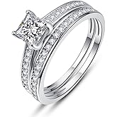 Amazon.com: Newshe Jewellery Engagement Wedding Ring Set for Women 925 Sterling Silver 1.5CT ...
