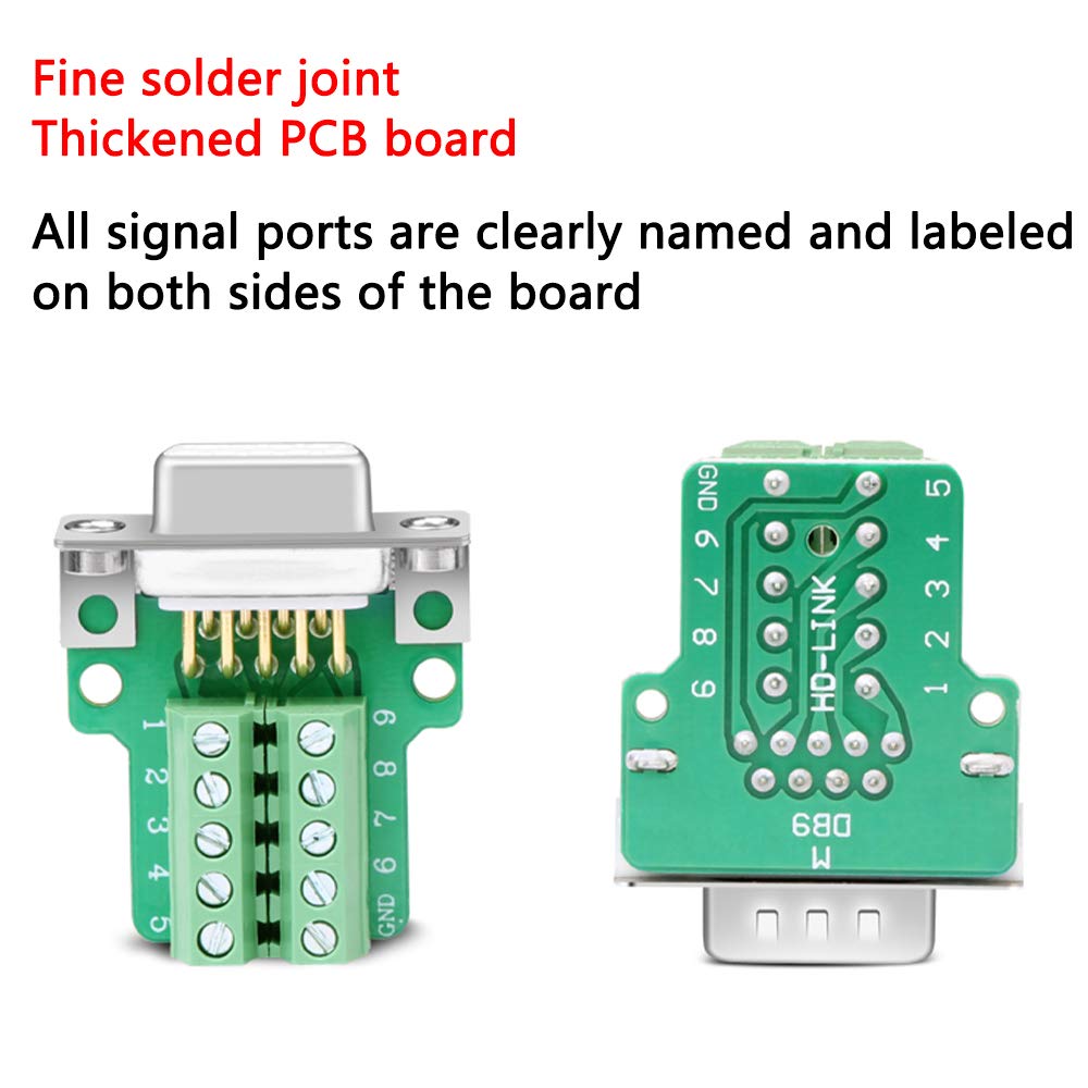 Mua 10PCS DB9 Female Breakout Connector,DB9 Solderless RS232 D-SUB Serial to 9-pin Port Terminal ...