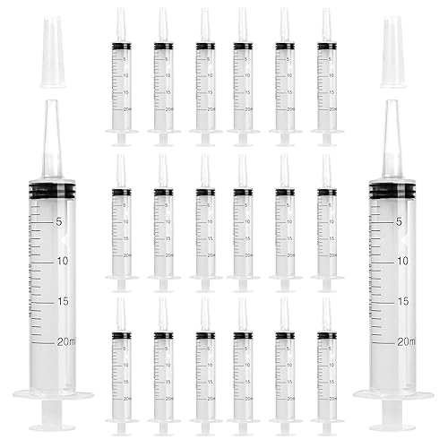 20 Pack 20ml Plastic Syringes with Covers, Large Catheter Tip Syringes ...