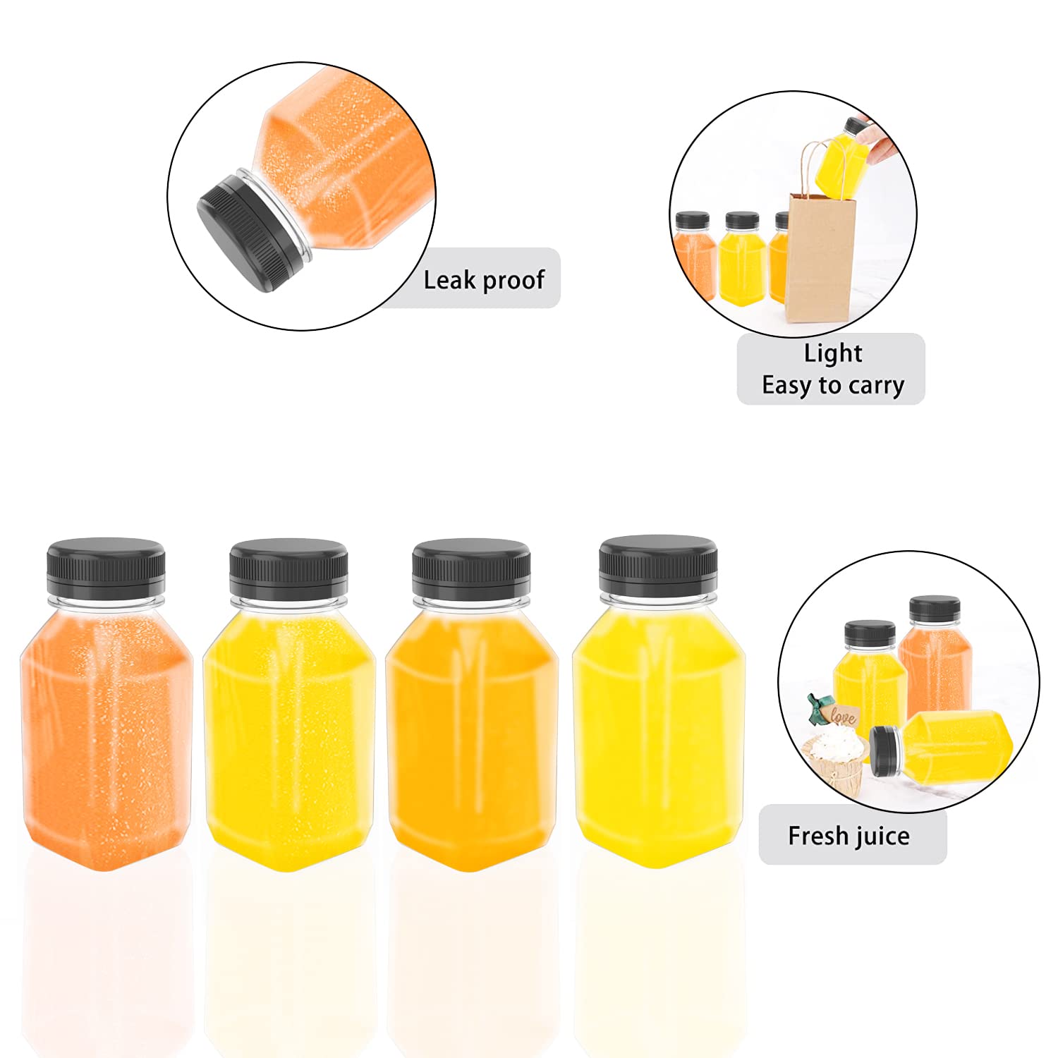 Mua WANBAO 6 Pcs 4 oz Plastic Juice Bottle Reusable Bulk Beverage ...