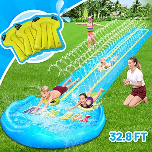 Evoio Triple Water Slip and Water Slide, 32.8FT Extra Long Inflatable ...