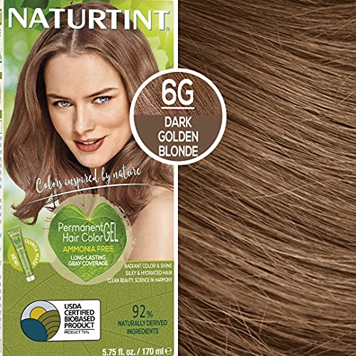 Naturtint Permanent Hair Color 6G Dark Golden Blonde (Pack of 6), Ammonia Free, Vegan, Cruelty ...