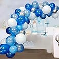 Amazon.com: Blue Balloons Garland Arch Kit Blue Silver and White Balloons Blue Birthday ...