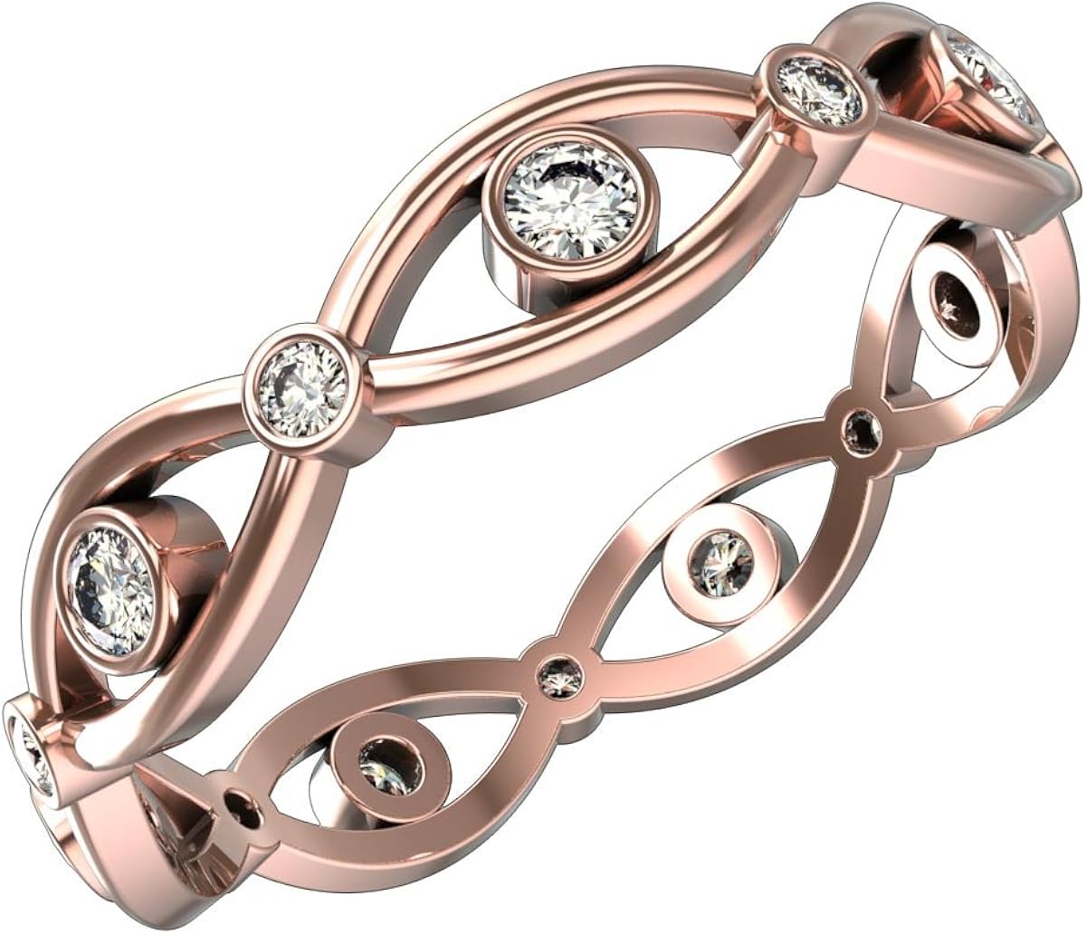 Infinity Loop Full Eternity Band Rings in 14K Gold with 0.2 Carat ...