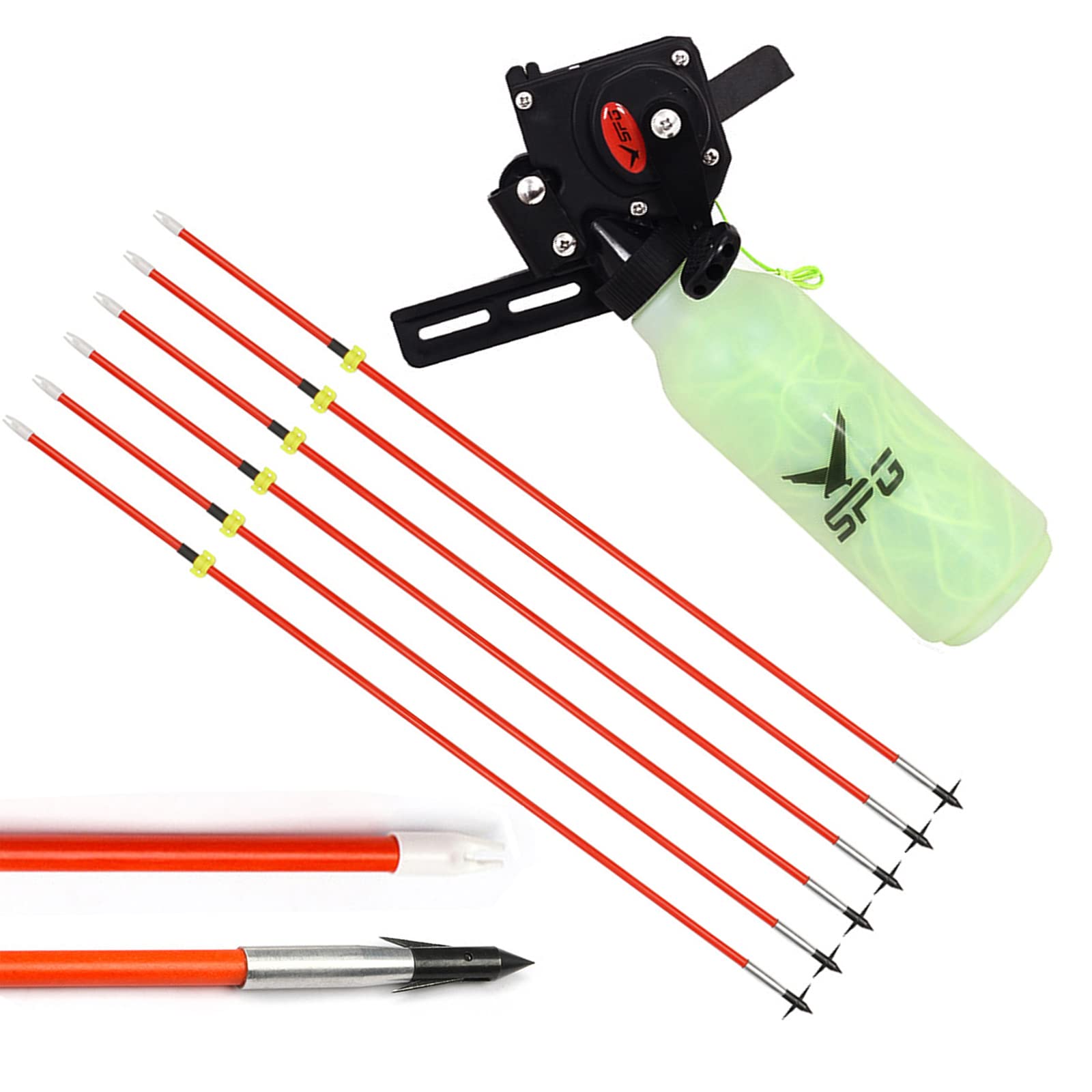 Bow Fishing Reel Kit with Arrows, Bowfishing Tool Accessories, Safety ...