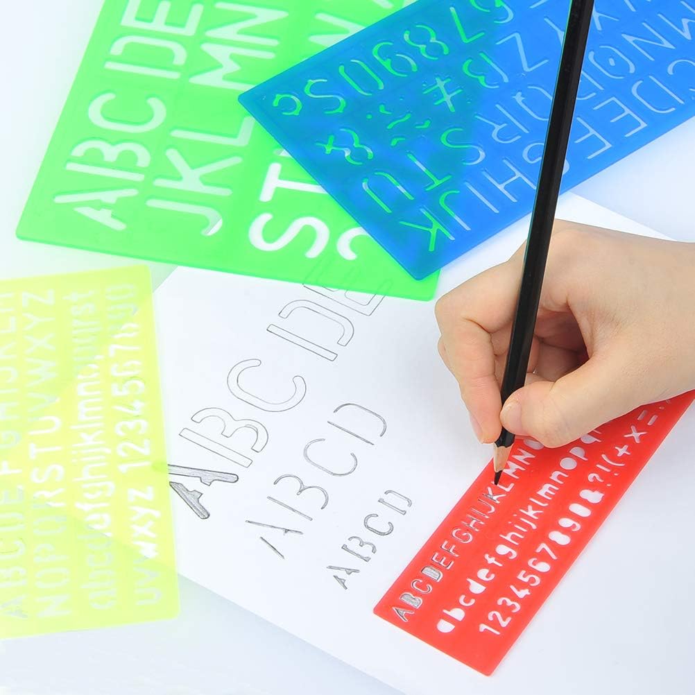 YOTINO 4 Pcs Lettering Stencils Set | Plastic Alphabet Stencils Numbers ...