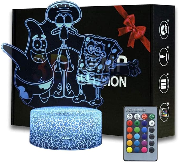 Spongebob Squarepants 3D Illusion Night Light, Cartoon Desk Lamp with ...