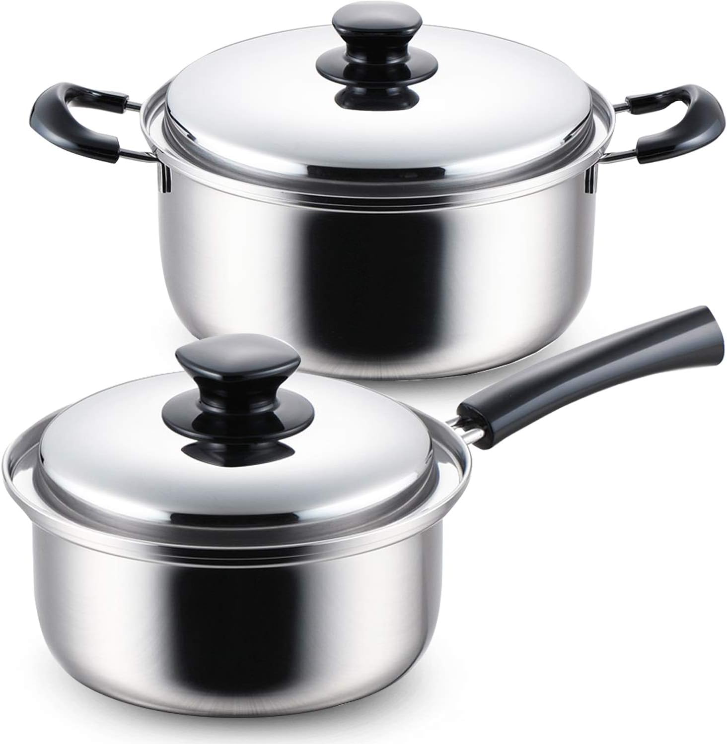 Amazon｜ヨシカワ(Yoshikawa) 片手鍋 18cm 両手鍋 24cm セット シルバー SJ1933 36.5x20.5x14.7cm SJ1936 38x26x18cm ...