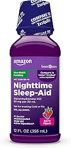 Amazon.com: Amazon Basic Care Night Time Sleep-Aid Liquid, Helps You ...
