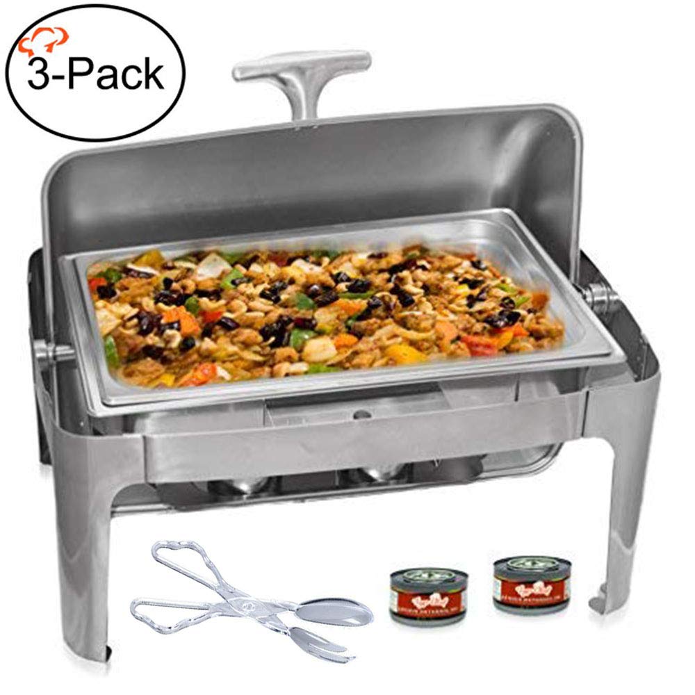 Amazon.com: Tiger Chef Stainless Steel Roll Top Chafer, 8 Quart Chafing ...
