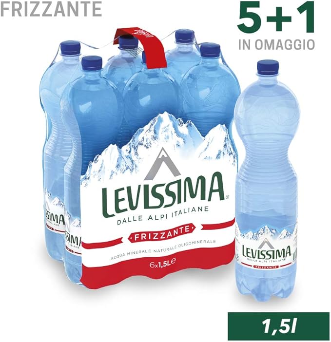 LEVISSIMA, Acqua Minerale Oligominerale Frizzante Bottiglia Grande da 1 ...