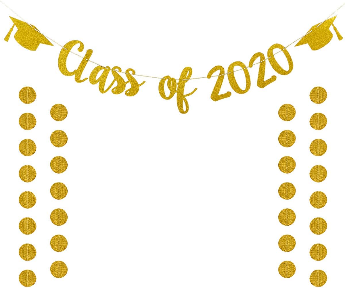 Amazon.com: 2020 Graduation Banner - Gold Glittery Class Of 2020 Banner ...
