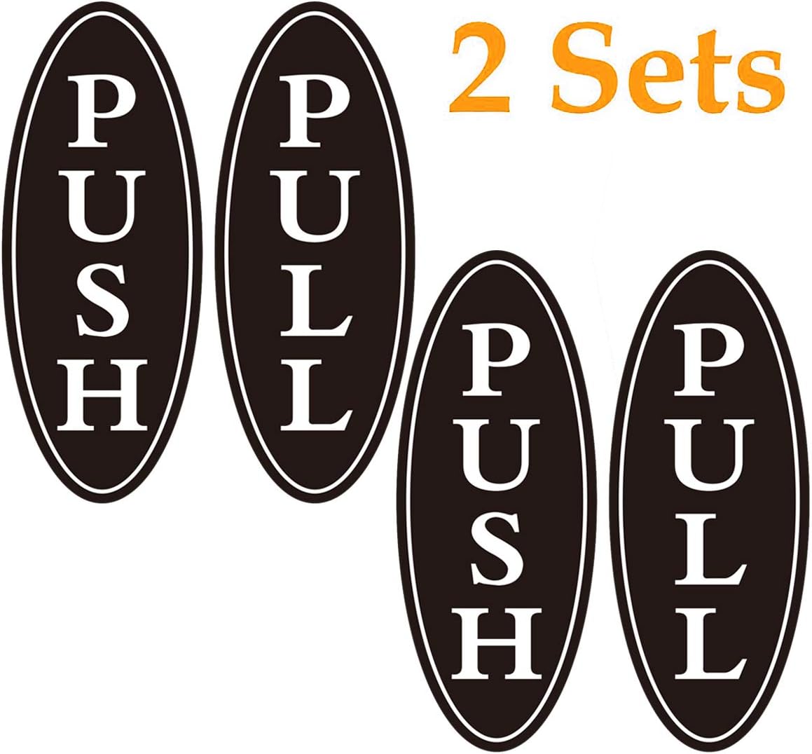 Amazon.com : Push Pull Door Sticker Set Sign – 5x2 Inch 2 Pair Back ...