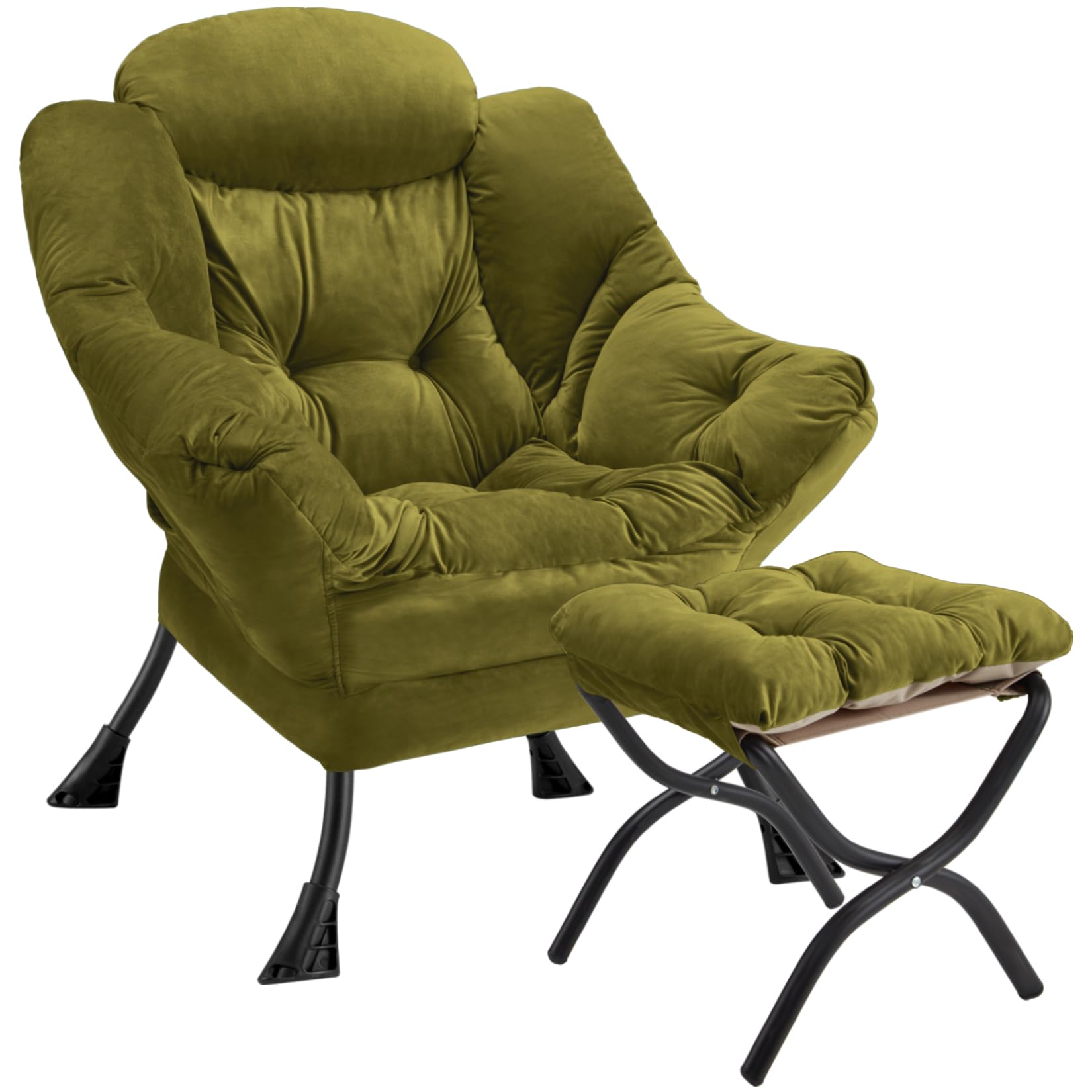 Congermom Lazy Chair with Folding Ottoman Modern Large Accent Chair ...