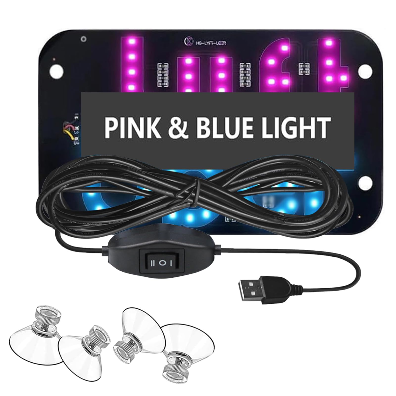 LED Light Signs for Car, Pink/Blue Glow LED Sign Decal Stickers with ...