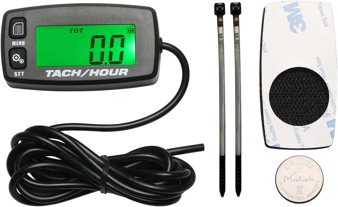 Searon Backlit Digital Tach Hour Meter Tachometer for Small Engine Boat ...