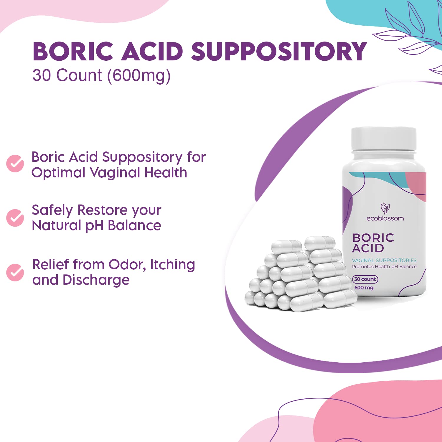 Mua EcoBlossom Boric Acid Suppositories for Women - 600mg (30 Count ...