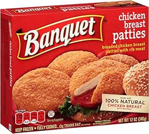 Banquet, Chicken Patties Box, 14.4 Oz. Microwavable (12 Count): Amazon ...