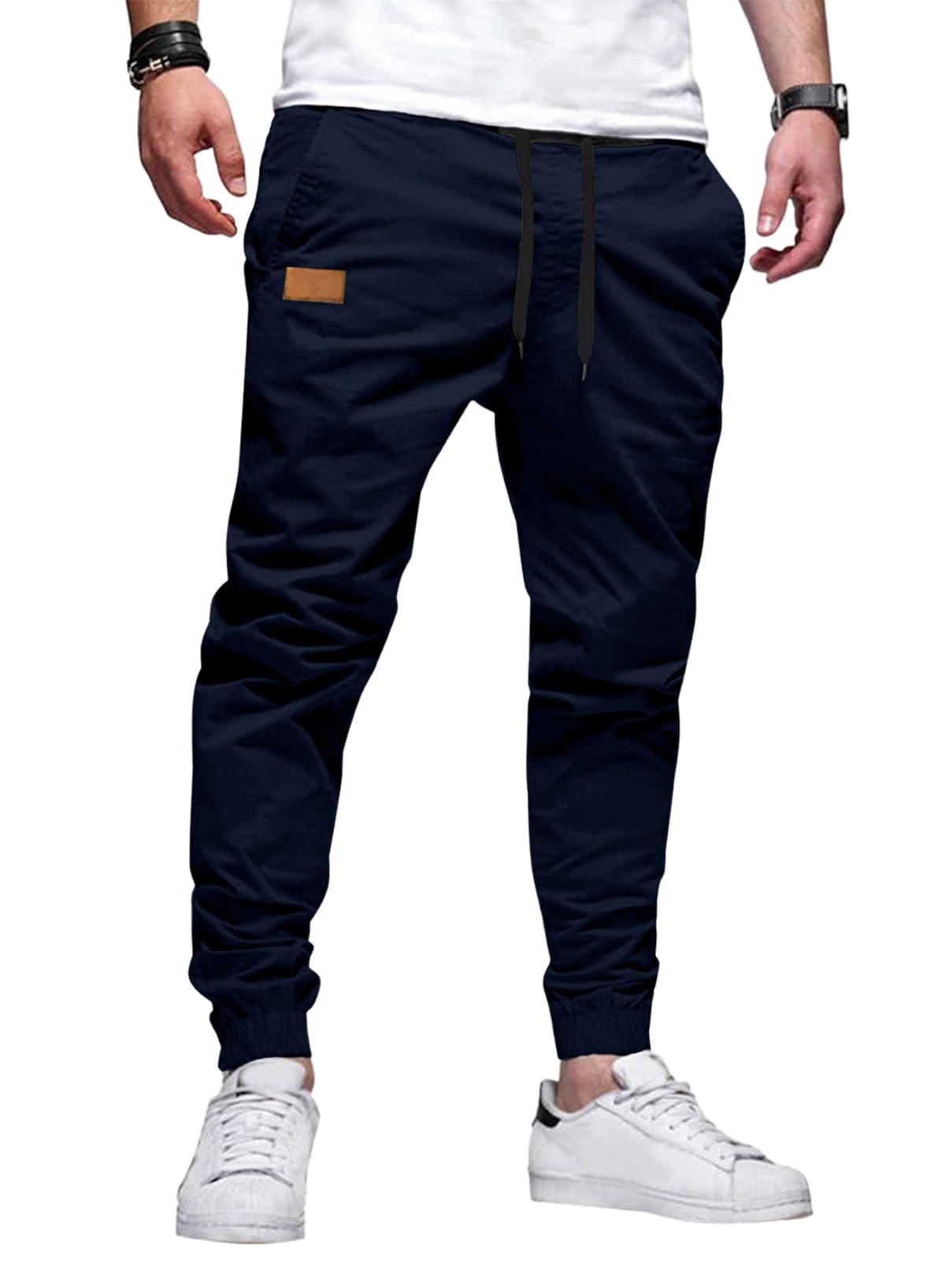 JMIERR Mens Casual Joggers Pants - Cotton Drawstring Chino Cargo Pants Twill Track Jogging ...